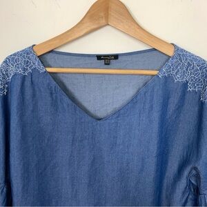 Massimo Dutti | Tops | Massimo Dutti Lace Trim Balloon Sleeve Blouse ...